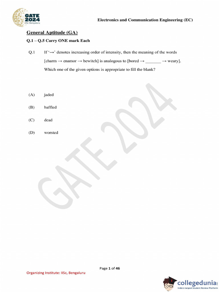 GATE 2024 ECE Question Paper | PDF