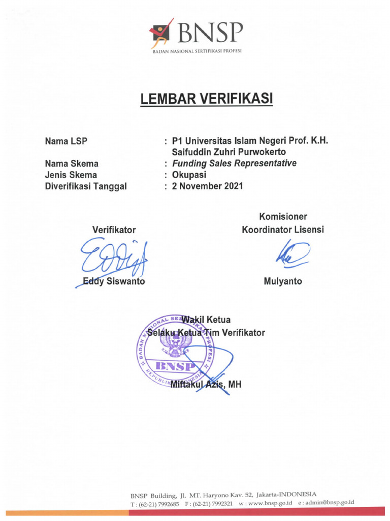 Lembar Verifikasi Skema LSP Universitas Islam Negeri Prof K H Saifuddin-6 | PDF