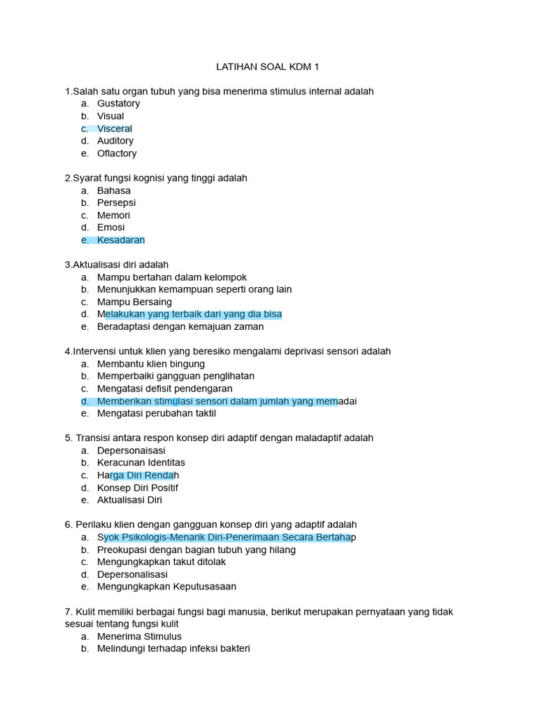 Latihan Soal KDM 1 | PDF
