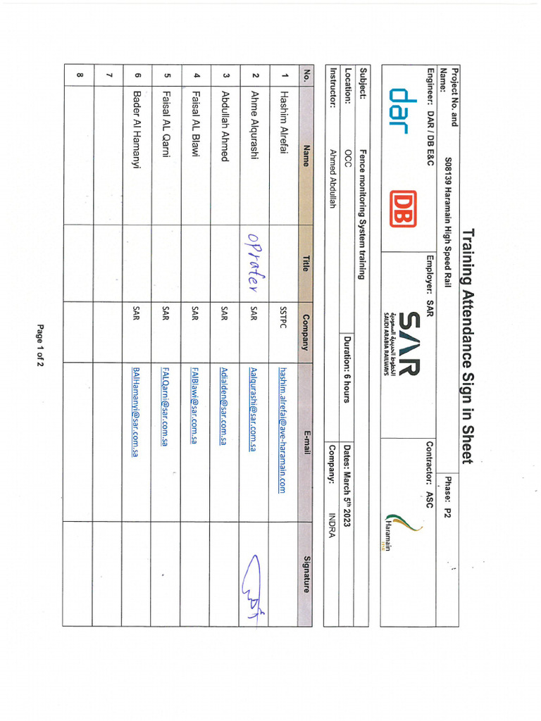 FMS Training Attendance - 5th Mar 2023 | PDF