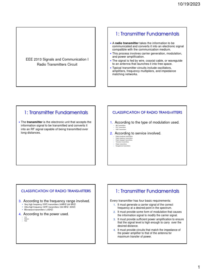 EEE 2313 Lecture 10 TRANSMITTERS CIRCUITS 2023 | PDF | Amplifier ...