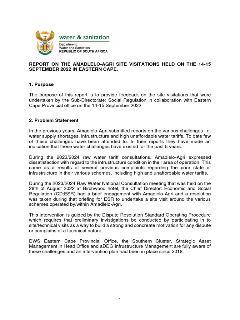 AMADLELO SITE VISITATION REPORT DATED 14-15 SEPTEMBER 2022 (18 Jan 2023 ...
