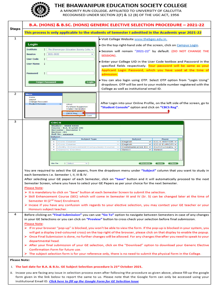 Ge Selection Process 2021 22 Ba BSC 71021 | PDF | Cyberspace | Computing
