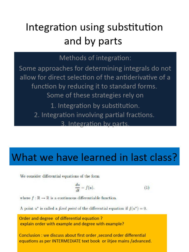Integration Techniques: Substitution & Parts | PDF | Differential ...