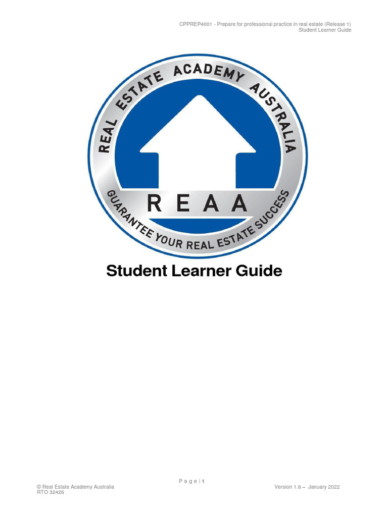 REAA - CPPREP4001 - Student Learner Guide v1.5 (QLD) | PDF ...