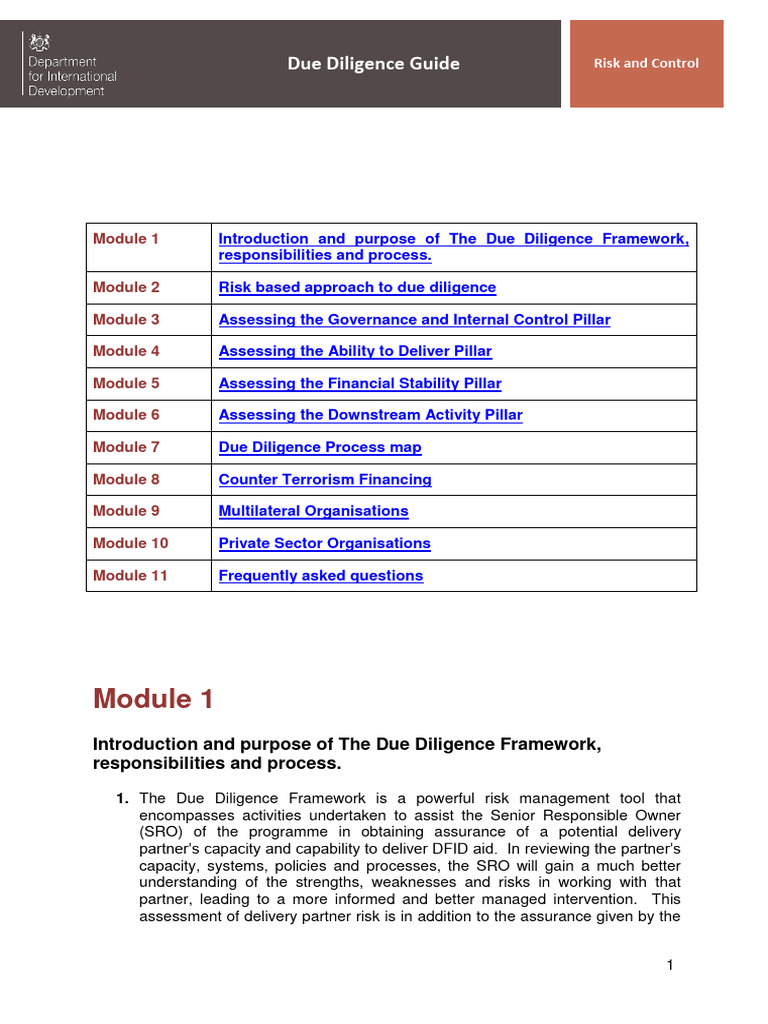 Due Diligence Framework | PDF | Internal Control | Risk