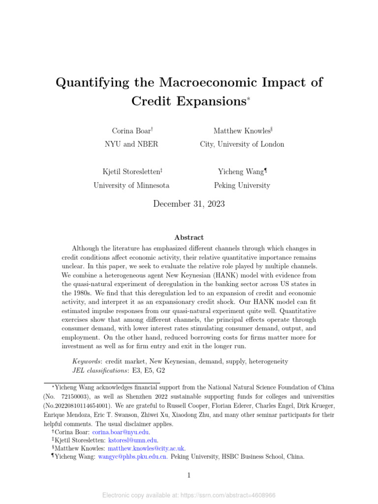Impact of Credit Expansions on Economy | PDF | Labour Economics ...