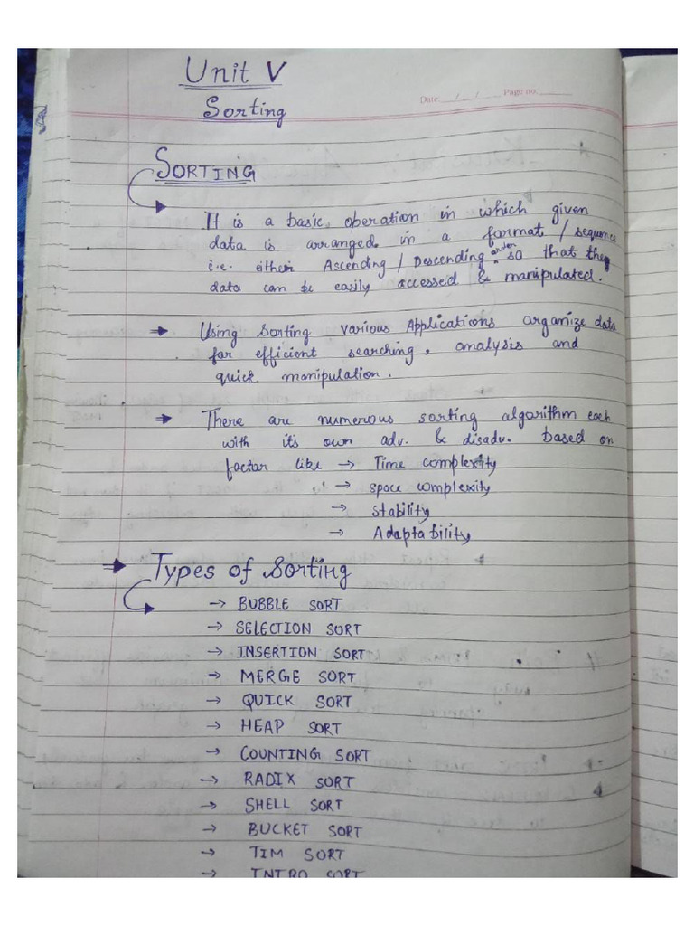 Unit 5 Sorting | PDF