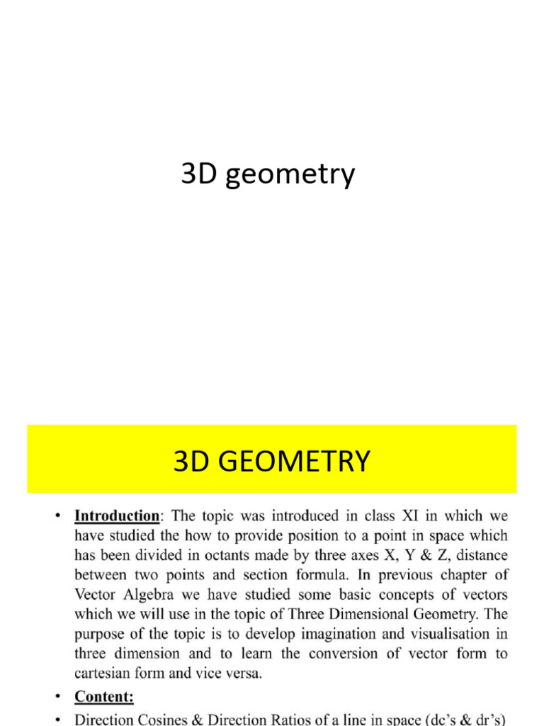 3D Geometry | PDF