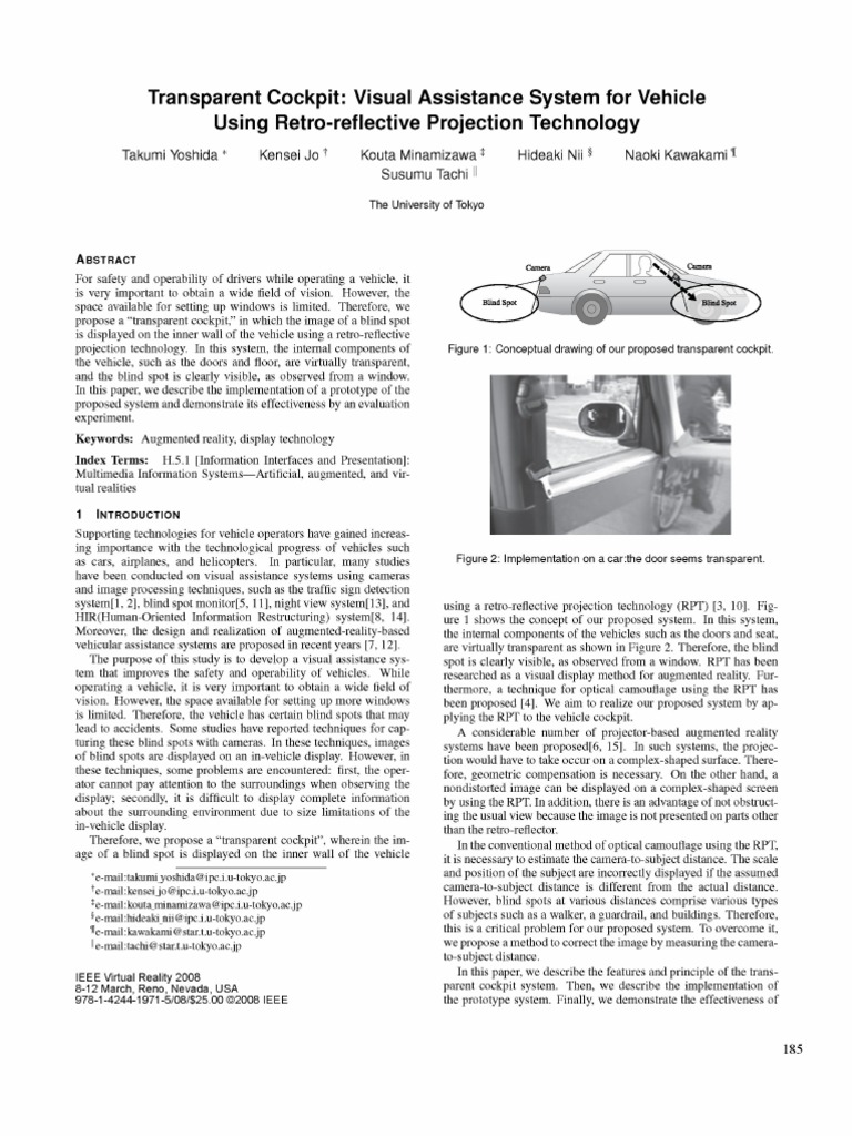 Cockpit: Assistance System Using Retro-Reflective Projection | PDF ...