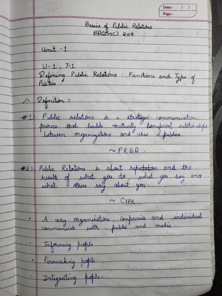 Public Relations Notes BA (JMC) 204 | PDF