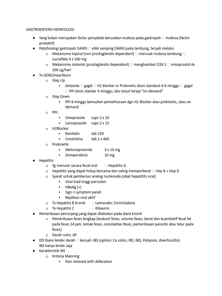 GASTROENTERO-HEPATOLOGI - Docx 2 | PDF