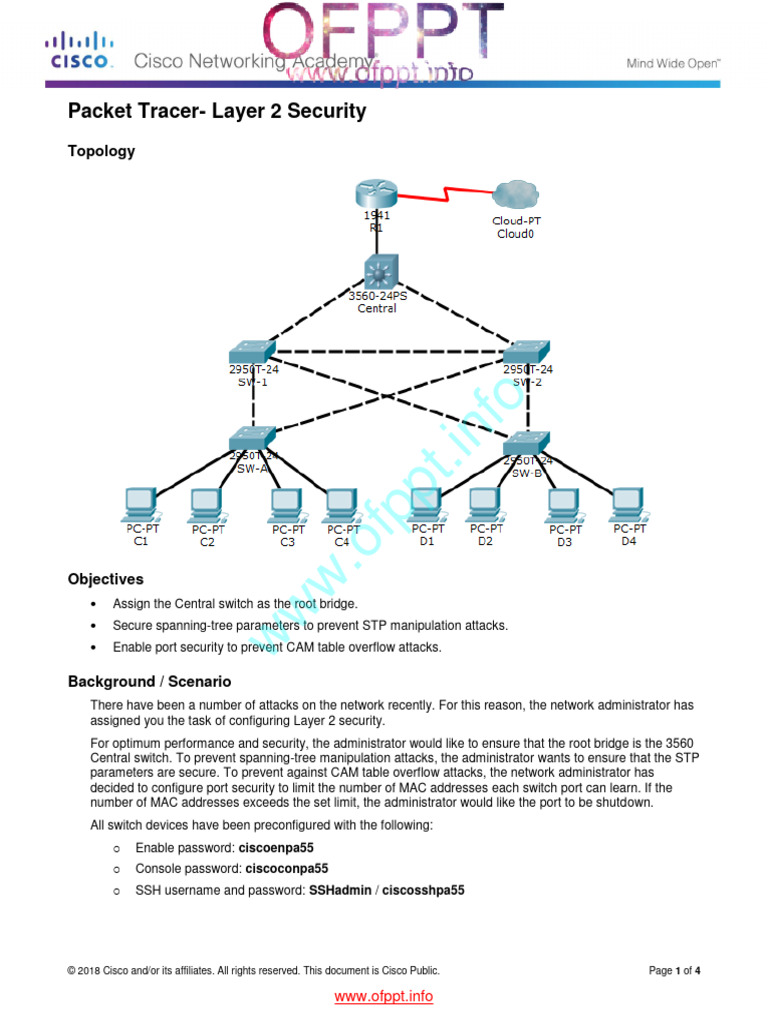 6.3.1.2 Packet Tracer Layer 2 Security | PDF | Internet Architecture | Communications Protocols