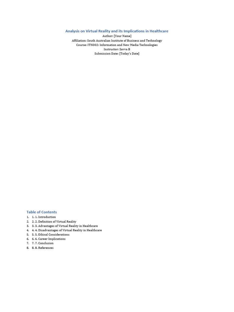 Updated Vr Healthcare Implications Report Pdf Virtual Reality