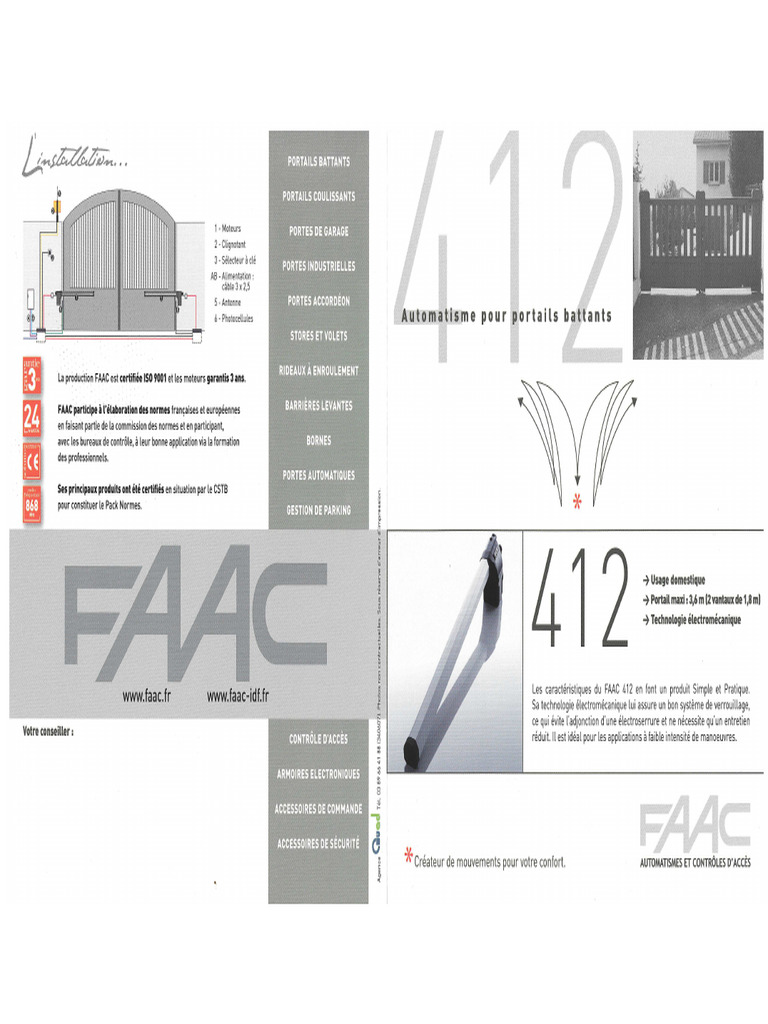 fiche-motorisation-FAAC-eco-kit-412-230v | PDF