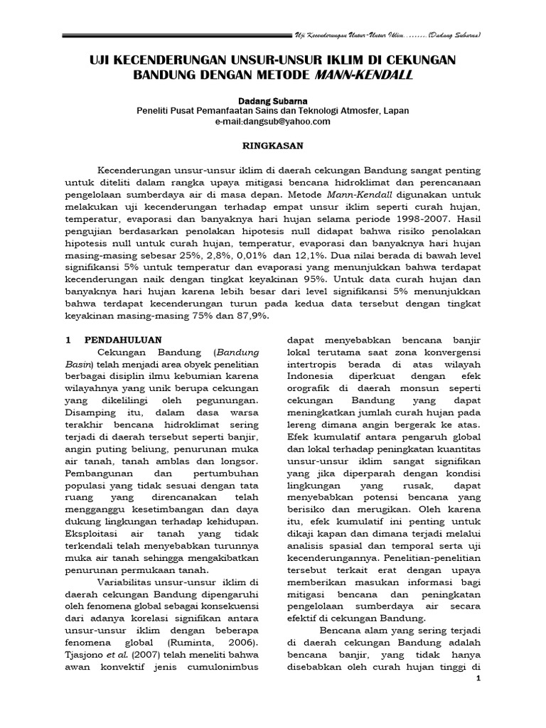 Kecenderungan Iklim Cekungan Bandung | PDF | Sains & Matematika