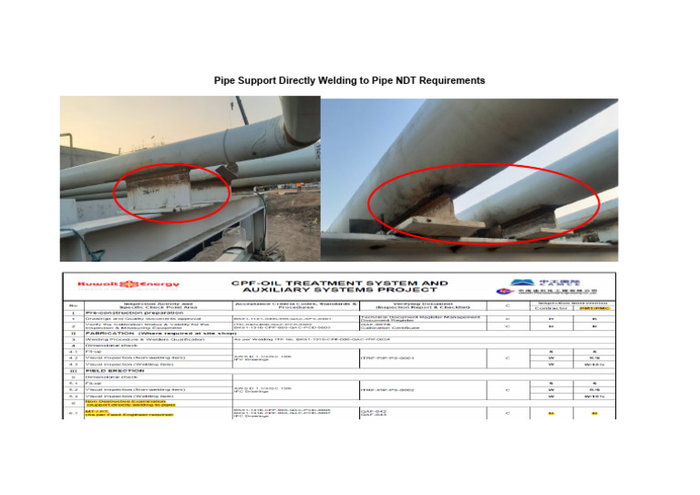 Pipe Support Directly Welding With Pipe NDT Requirements | PDF