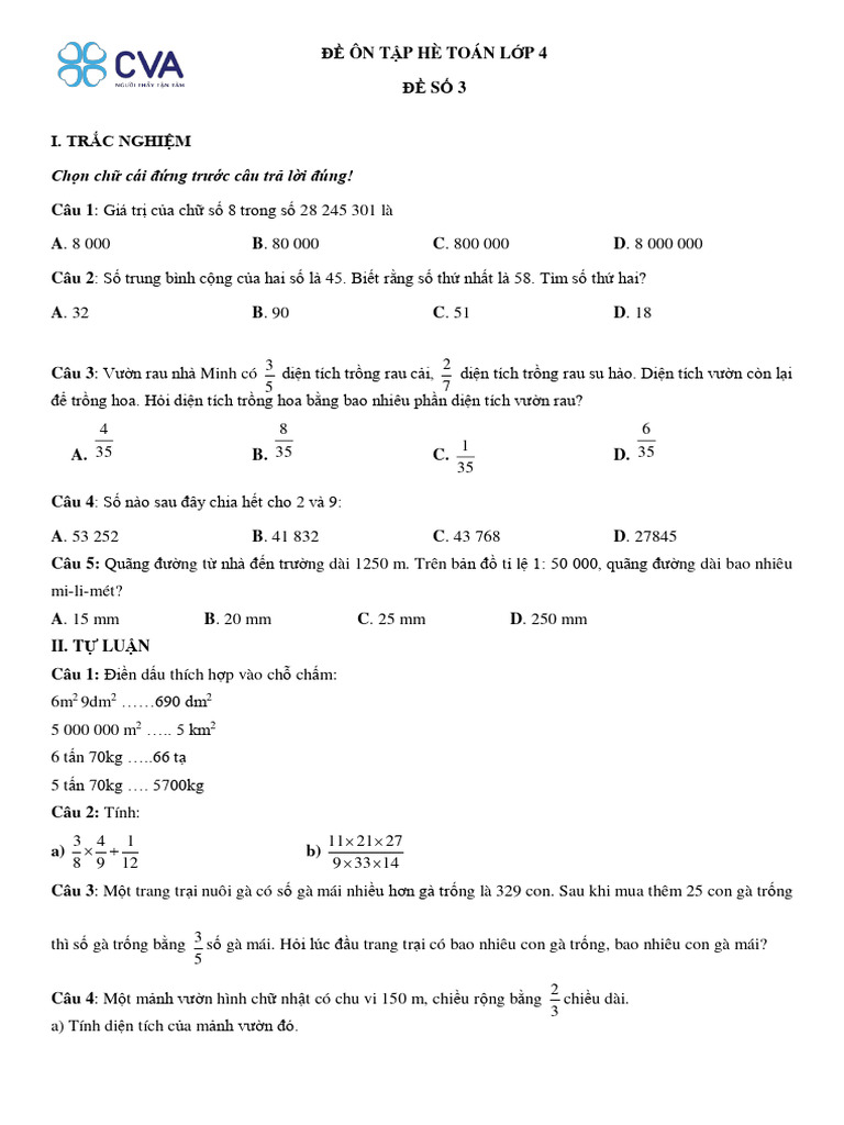 De On Tap He Lop 4 Len 5 de So 3 | PDF