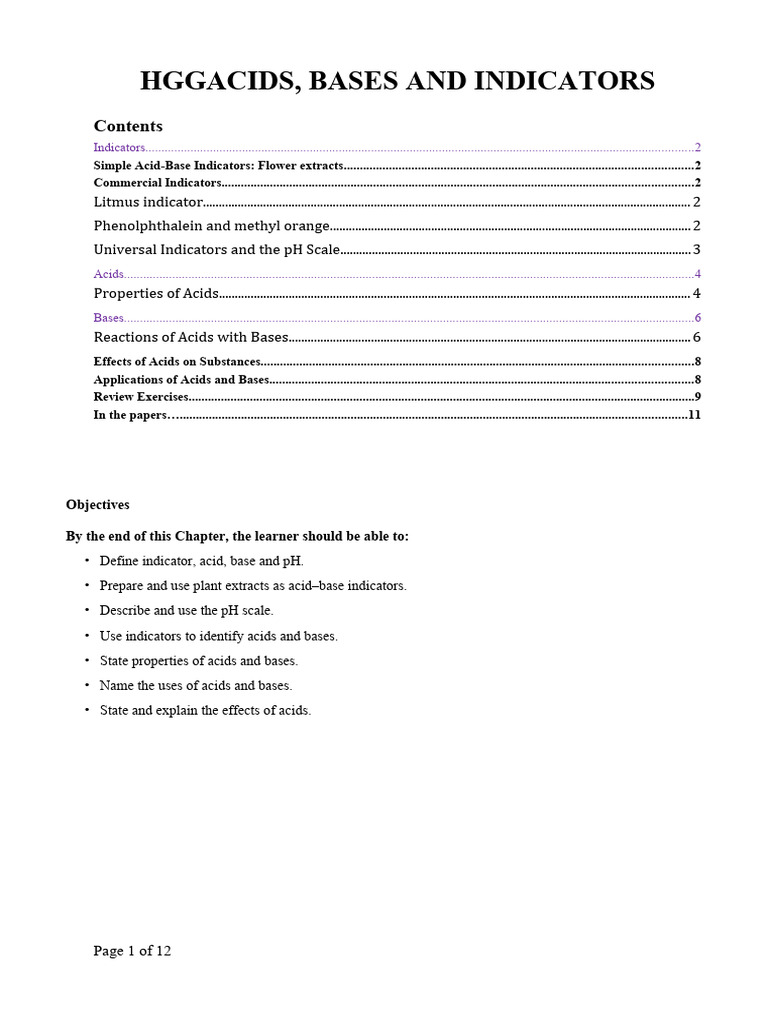 1.3 Acids, Bases and Indicators Good Good | PDF | Acid | Ph