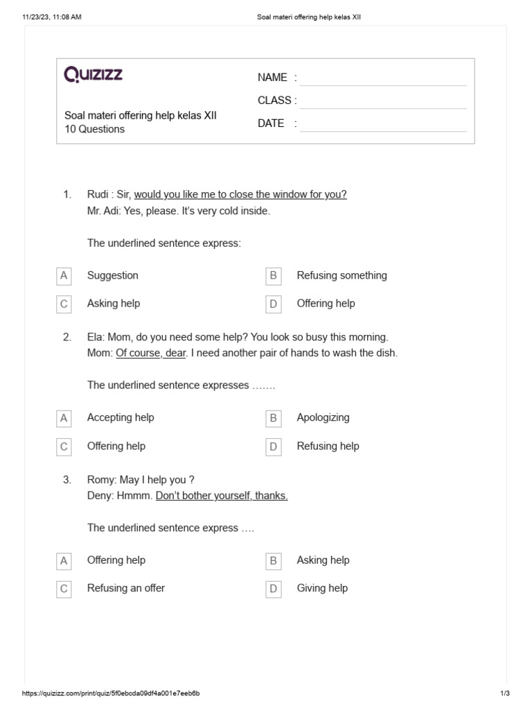 Soal Materi Offering Help Pdf