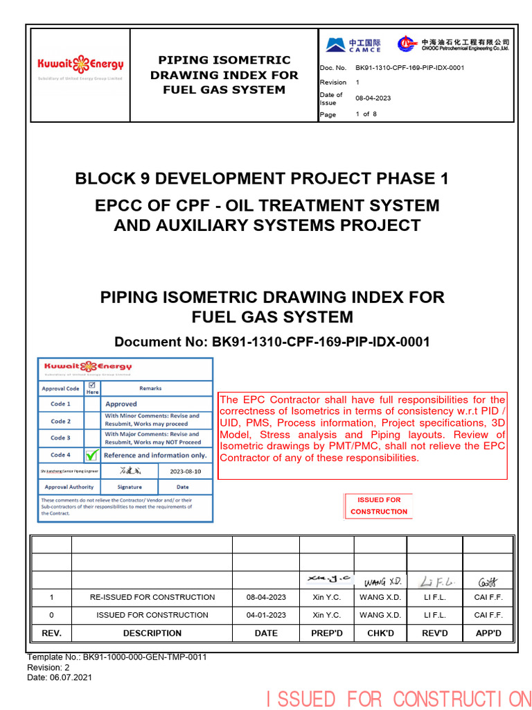 BK91-1310-CPF-169-PIP-IDX-0001 - 1 - Piping Isometric Drawing Index For Fuel Gas System - C4 ...