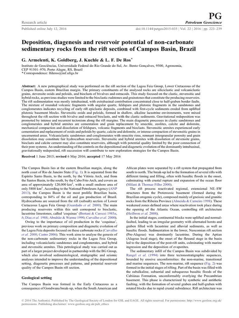 Armelenti Et Al 2016 - Deposition, Diagenesis and Reservoir Potential ...