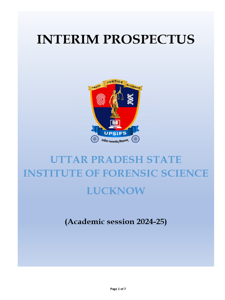 Prospectus UPSIFS | PDF | Forensic Science | Science
