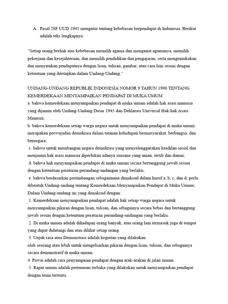 Pasal 28F UUD 1945 Mengatur Tentang Kebebasan Berpendapat Di Indonesia ...