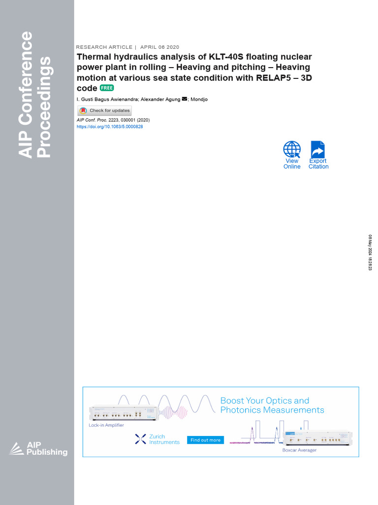 2020 Thermal Hydraulics Analysis of KLT-40S Floating Nuclear 030001 - 1 - Online | PDF | Nuclear ...