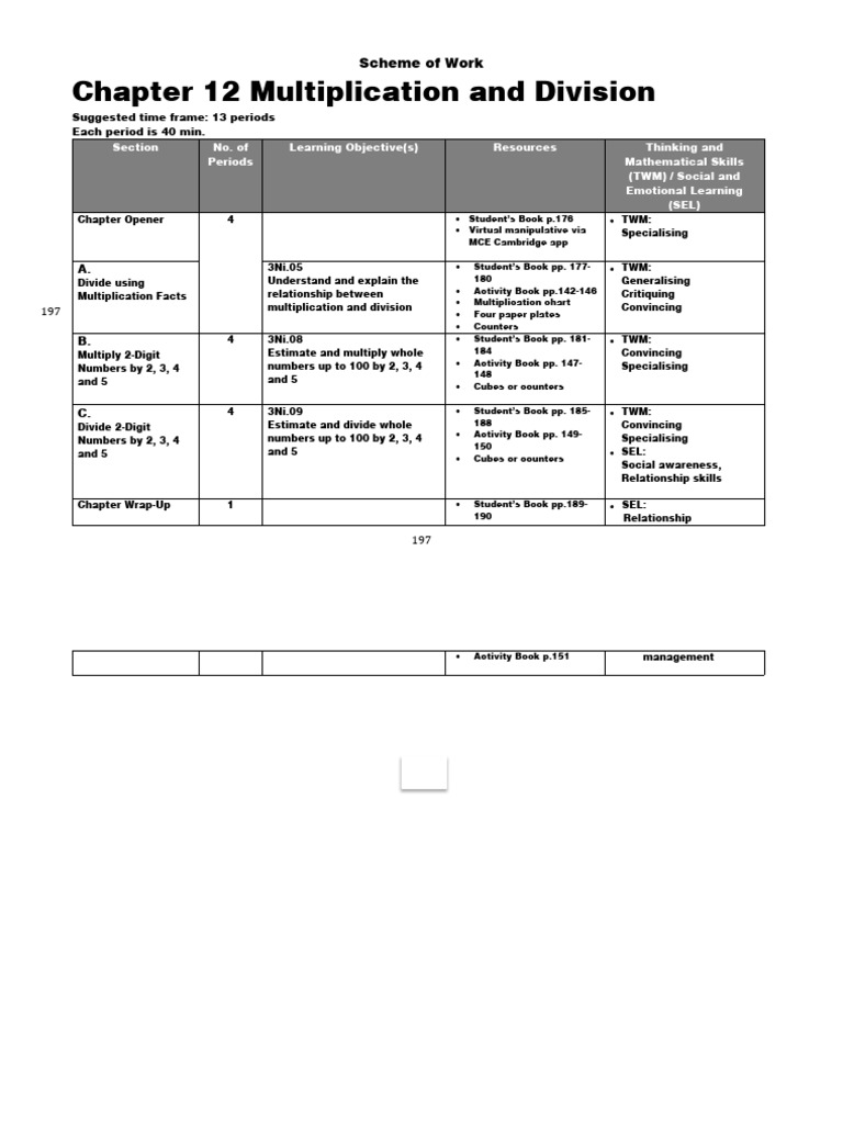MCE Cambridge Primary Maths 2E Stage3 SOW and LP C12 | PDF ...