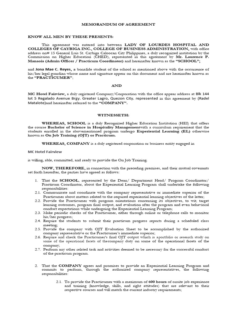 Practicum Agreement for Students | PDF | Experience | Disciplines