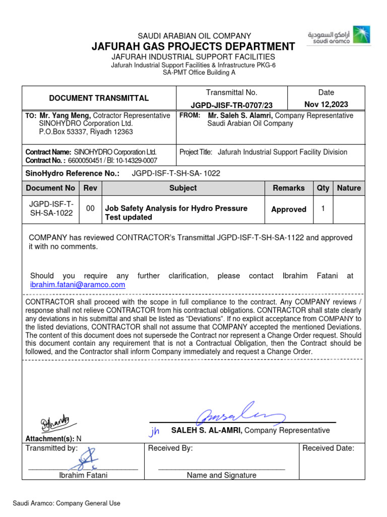 17.JGPD-ISF-T-SH-SA-1022-JSA-Job Safety Analysis For Hydro Pressure ...