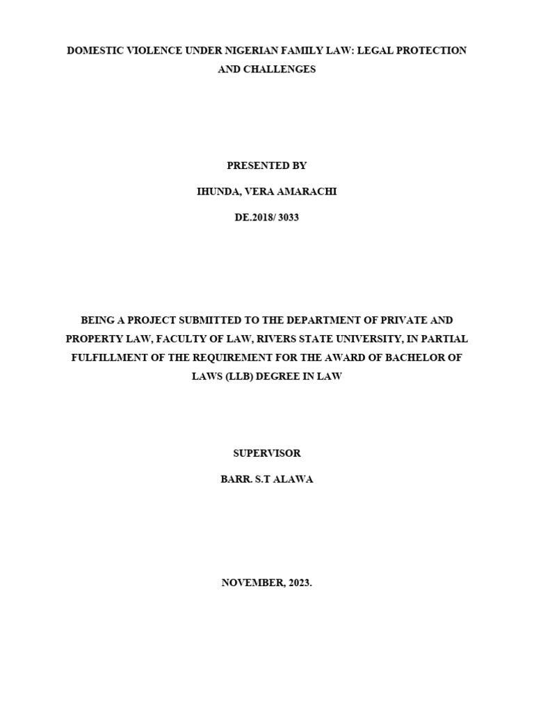 Amarachi's Project | PDF | Domestic Violence | Violence