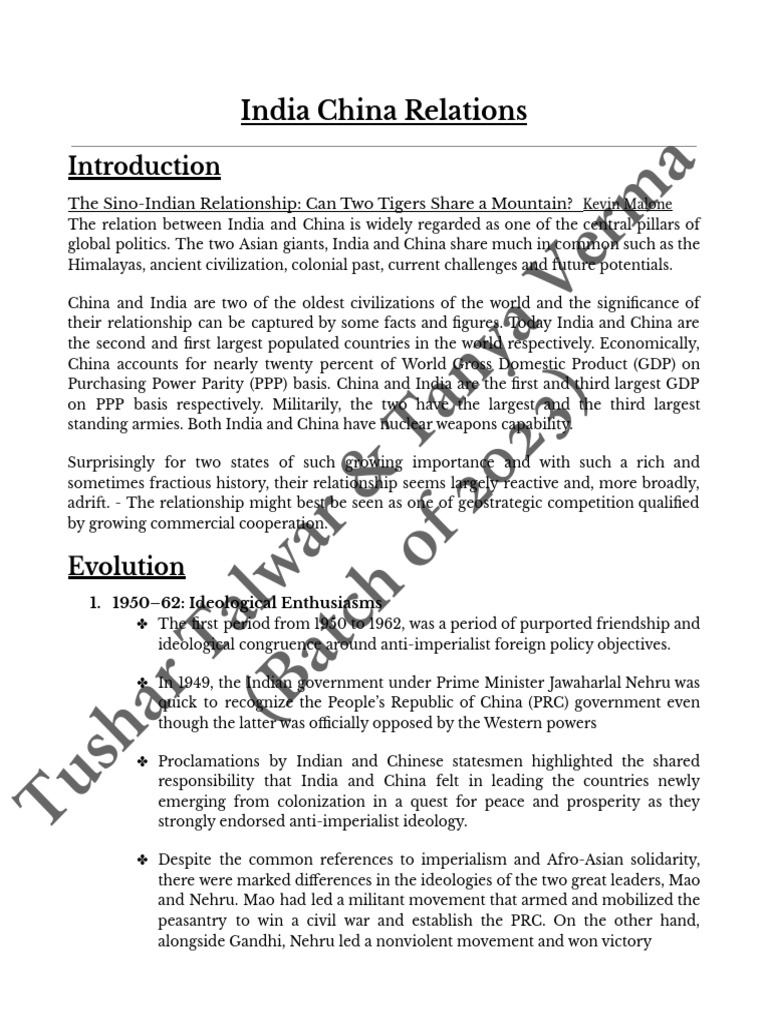 Unit 3 - India-China | PDF | China | World Politics