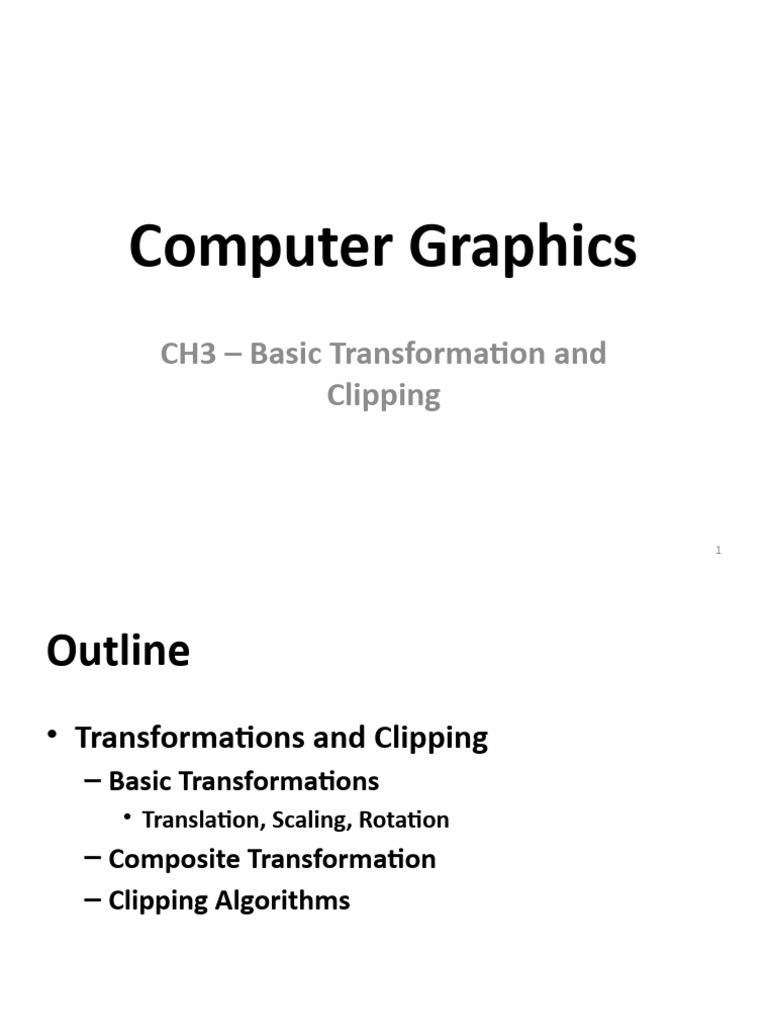 CH3 - Basic Transformation and Clipping | PDF | 2 D Computer Graphics | Matrix (Mathematics)