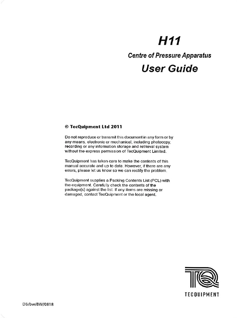 H11 center of pressure user guide | PDF