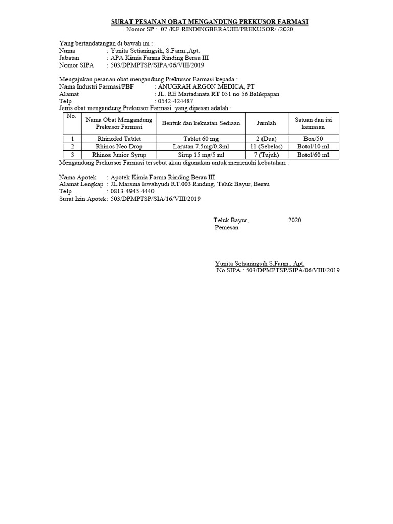 CONTOH SP Prekursor AAM | PDF
