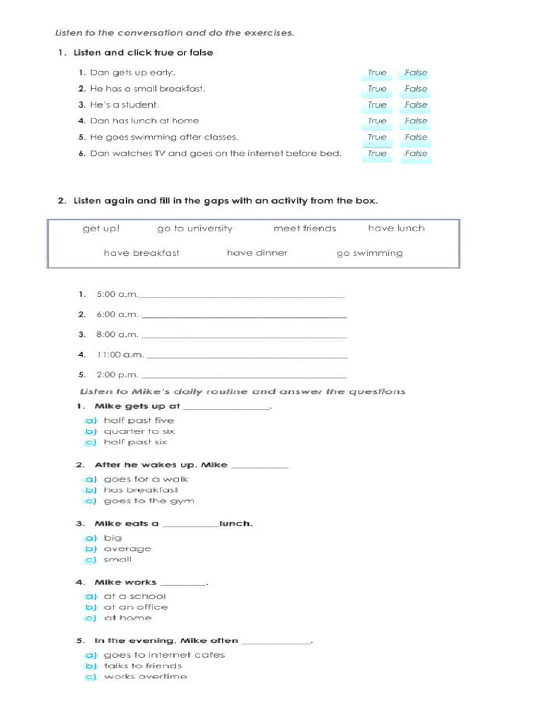Simple Present Listening | PDF