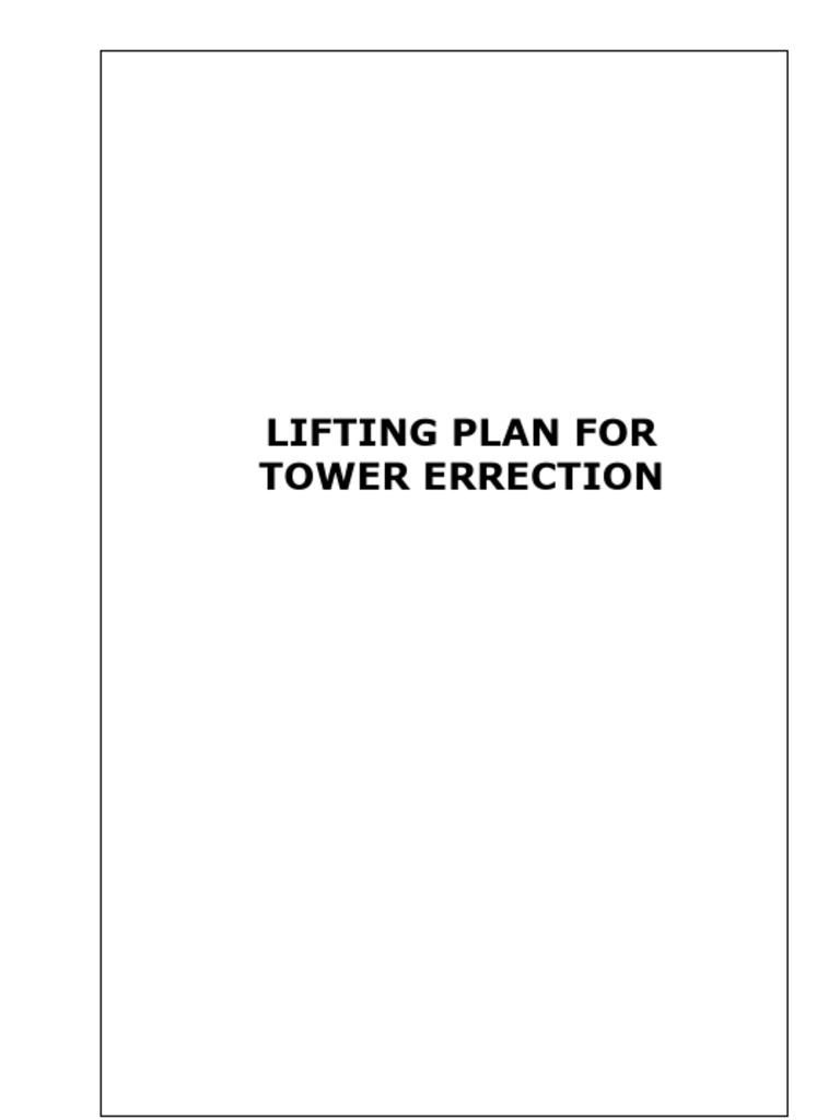 Lifting Plan for Tower Erection | PDF | Crane (Machine) | Truck