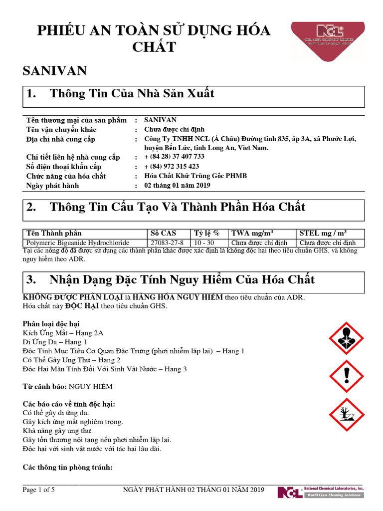 MSDS Polyhexanide PMHB - Sanivan | PDF