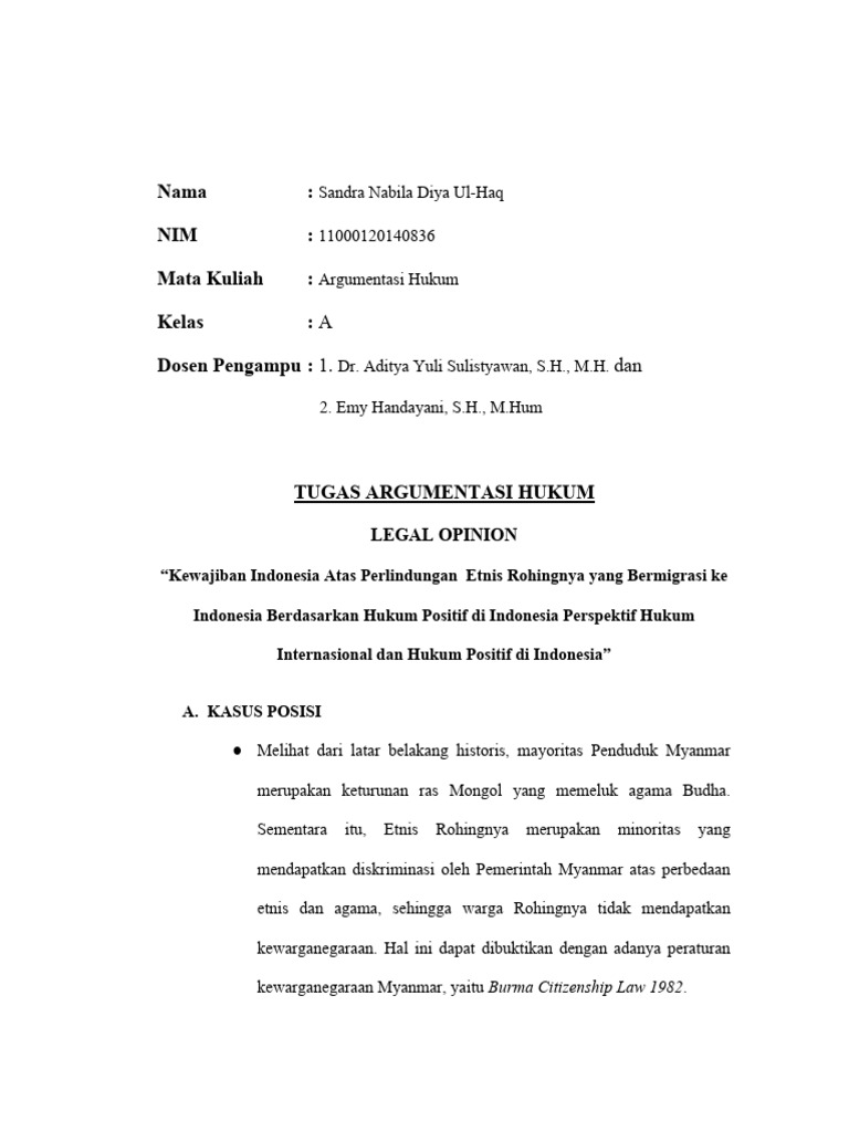 Contoh Legal Opinion | PDF | Politik