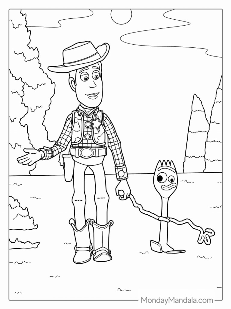 Woody and Spork Coloring Sheet | PDF