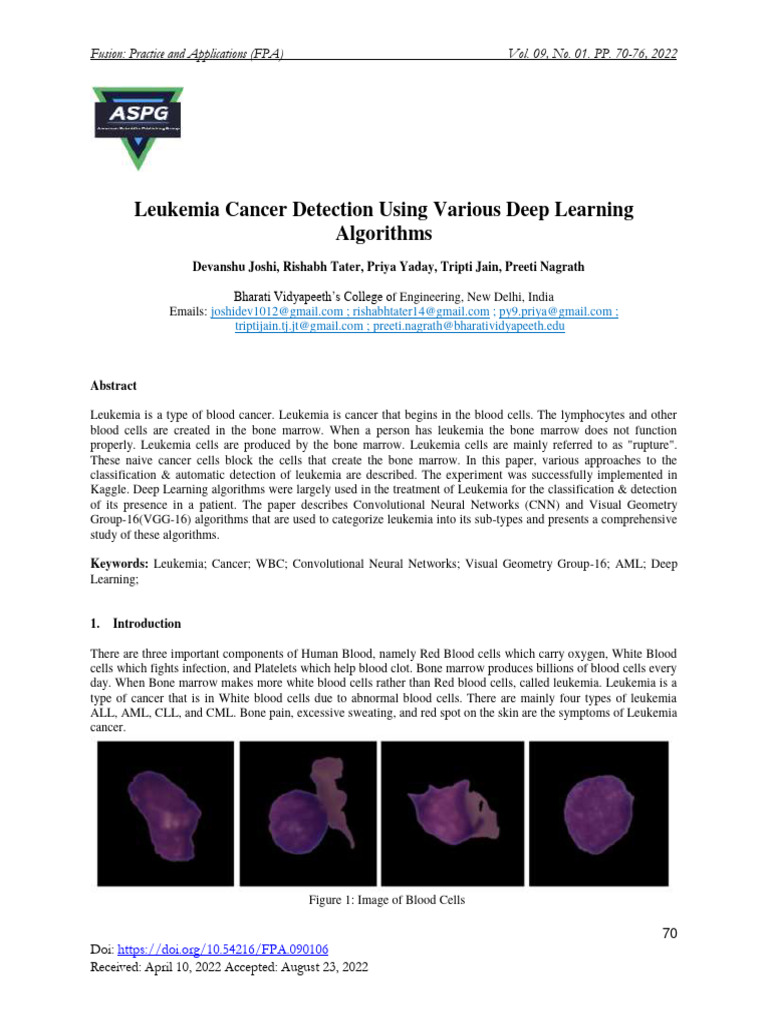 Leukemia Cancer Detection Using Various Deep Learning Algorithms | PDF | Leukemia | Deep Learning