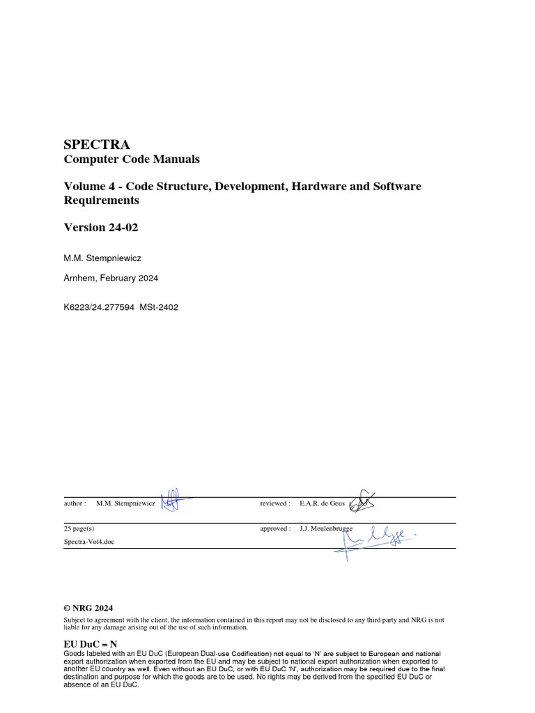 Spectra Computer Code Manuals Volume 4 Code Structure Development