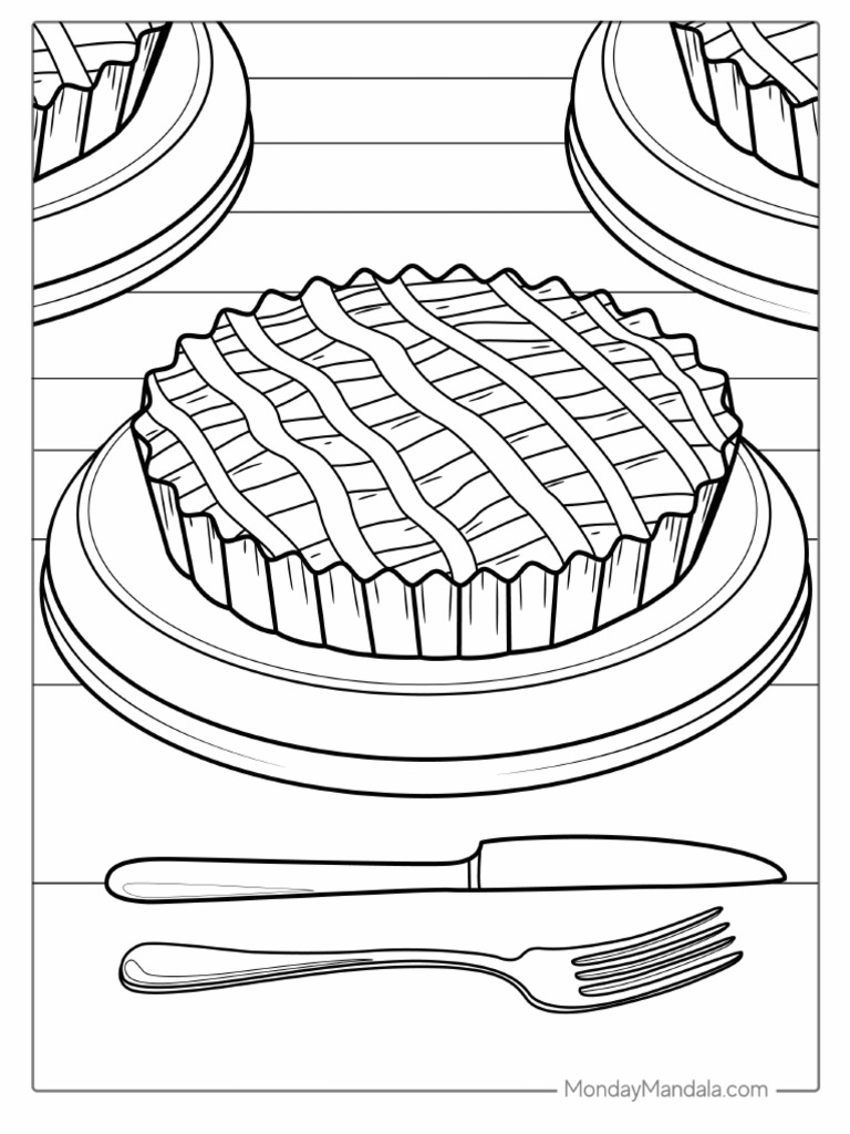 Apple Pie Coloring Page For Kids | PDF