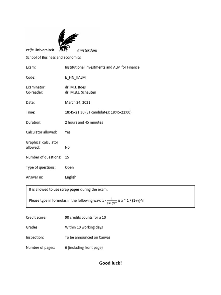 ALMF March 2021 - Solutions | PDF | Modern Portfolio Theory | Bond Duration