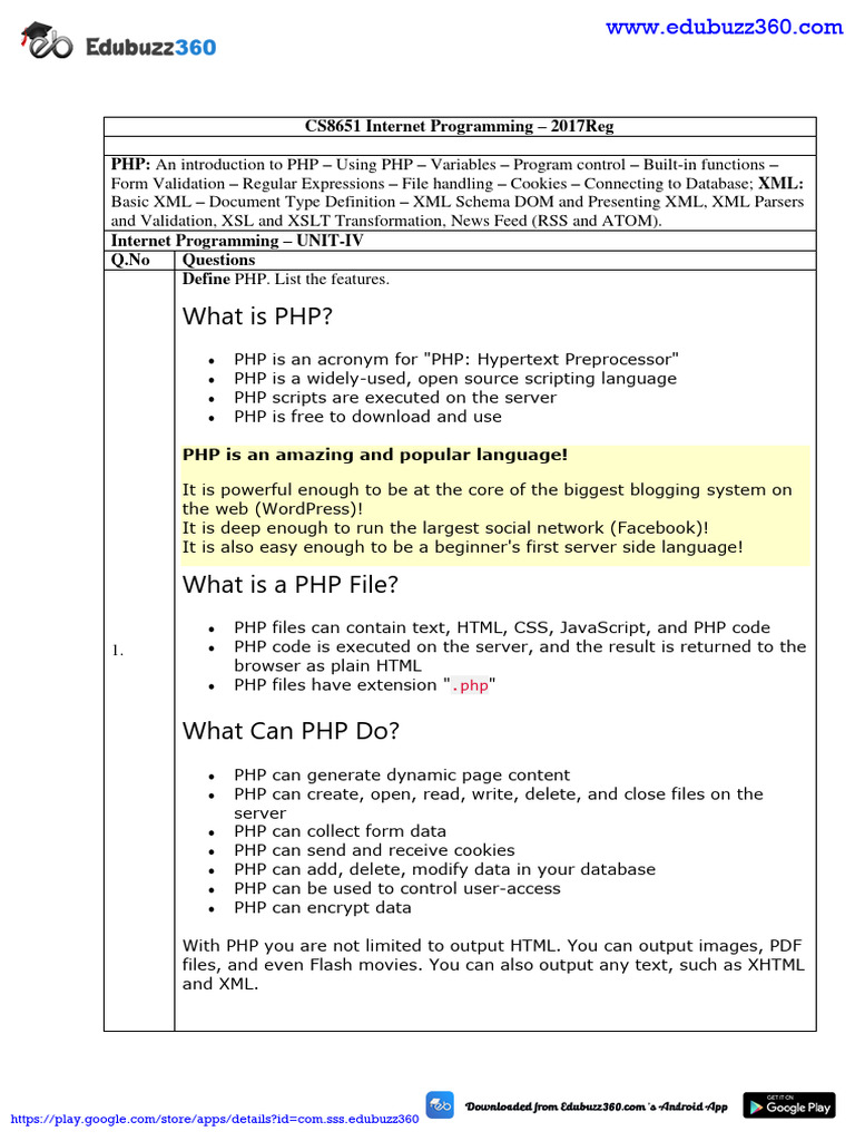 CS8651 Notes 005-4 Edubuzz360 | PDF | Xml | Xml Schema