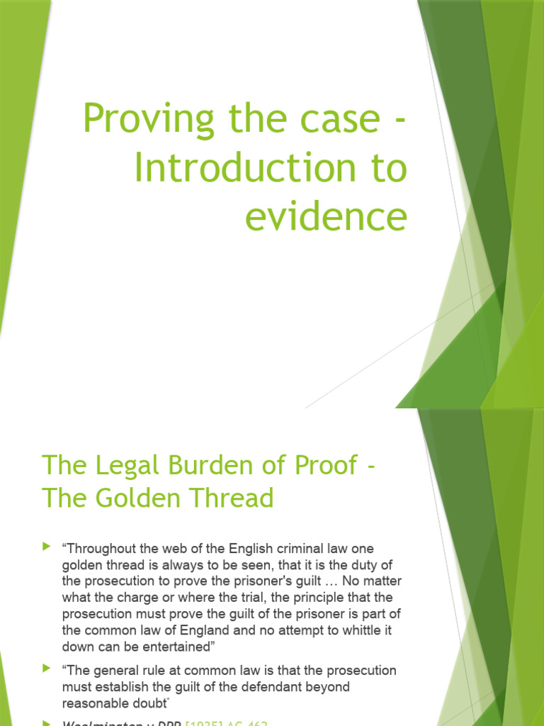 Introduction To Evidence | PDF | Evidence (Law) | Burden Of Proof (Law)