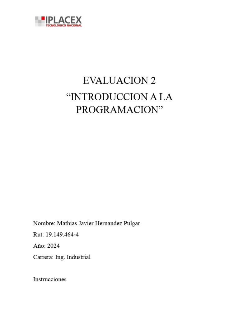 Evaluacion 2 Introduccion A La Programacion | Descargar gratis PDF | Neumático