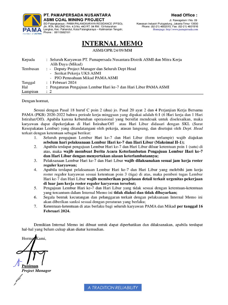 IM Pengaturan Pengajuan Lembur H7 - Signed | PDF